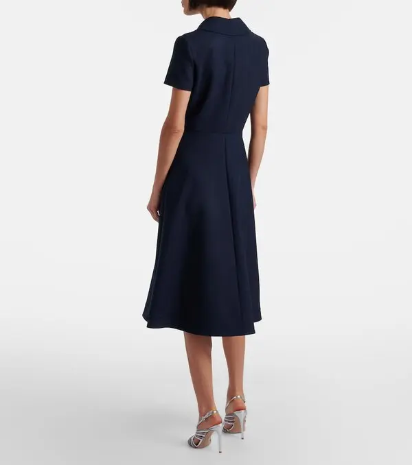 Oscar De La Renta Belted Wool-blend Midi Dress