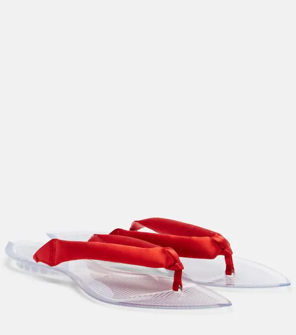 Alaïa Invisible Satin Thong Sandals - Red