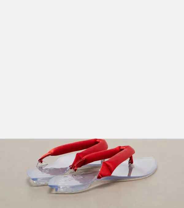 Alaïa Invisible Satin Thong Sandals - Red
