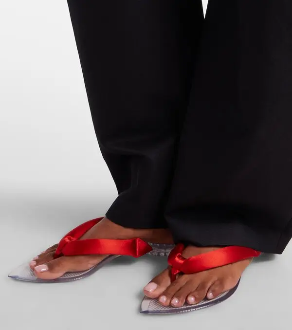 Alaïa Invisible Satin Thong Sandals - Red