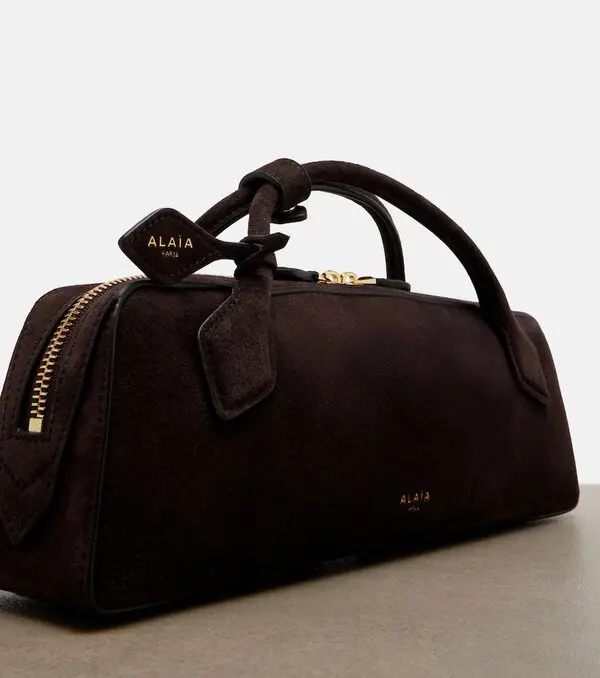 Alaïa Le Teckel Small Suede Clutch - Brown