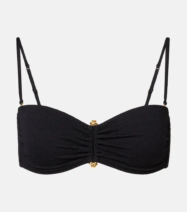 VIX PAULA HERMANNY Embellished Bandeau Bikini Top - Black