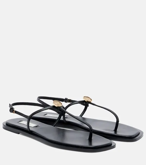 TOTEME Leather Thong Sandals With Buckle Fastening - Black