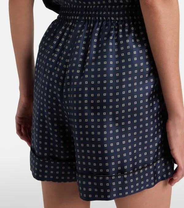 Saint Laurent Printed Silk Shorts - Blue