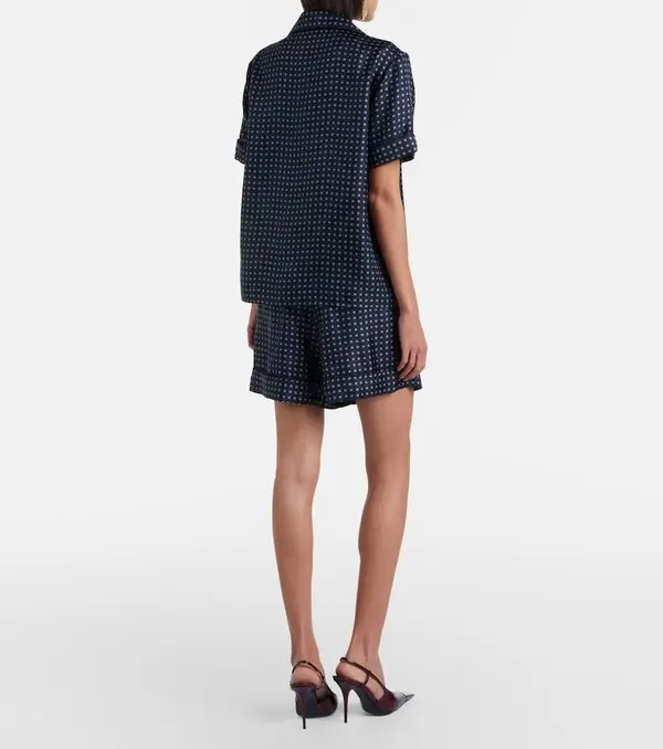 Saint Laurent Printed Silk Shorts - Blue
