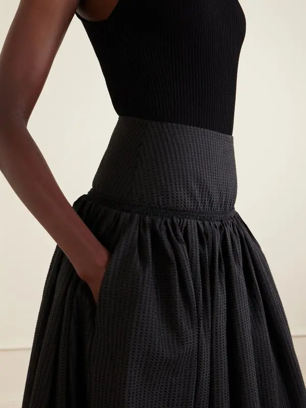 Alaïa Textured Cotton-blend Midi Skirt