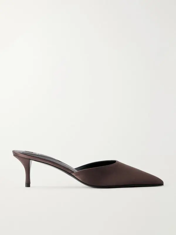 Alaïa Le Coeur 55 Satin Mules - Brown