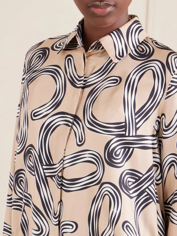 Loewe Anagram-printed Silk Shirt - Neutrals