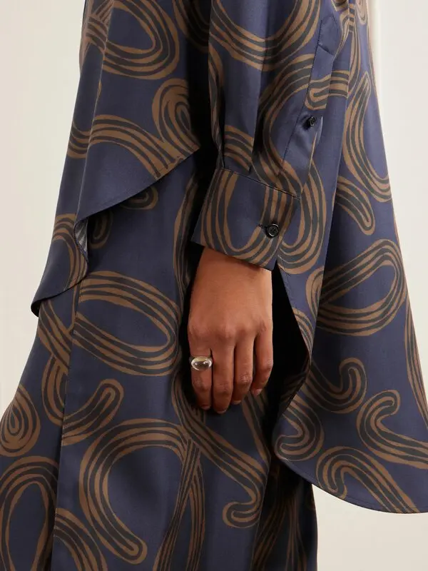 Loewe Anagram-printed Silk-twill Shirt - Blue