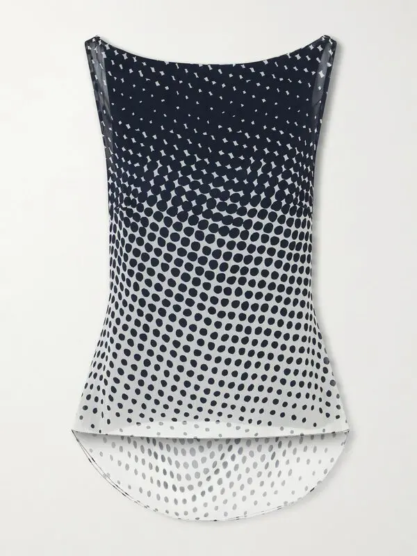 Christopher John Rogers Halftone Wiggle Dot Printed Crinkled-chiffon Top