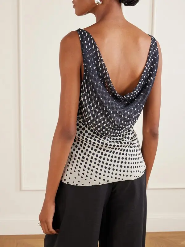 Christopher John Rogers Halftone Wiggle Dot Printed Crinkled-chiffon Top