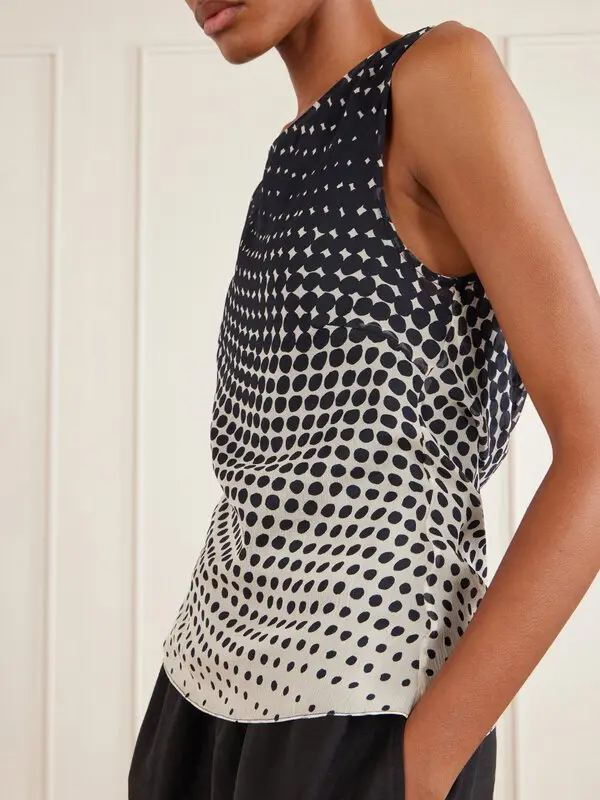 Christopher John Rogers Halftone Wiggle Dot Printed Crinkled-chiffon Top
