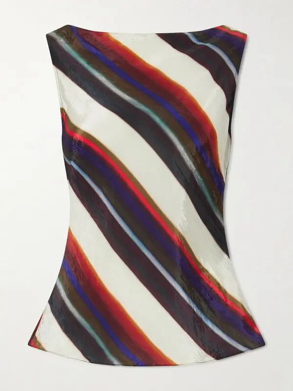 Christopher John Rogers Morris Striped Crinkled-satin Top - Multi