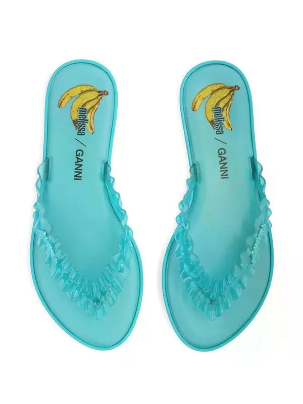 GANNI X Melissa Ruffled-strap Flip-flops - Blue