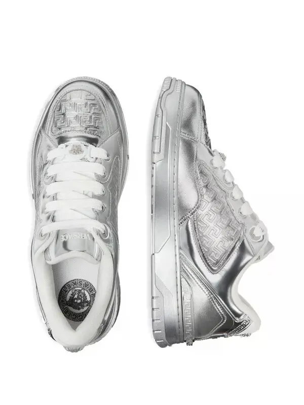 Versace Medusa Greca-embossed Low-top Metallic Trainers