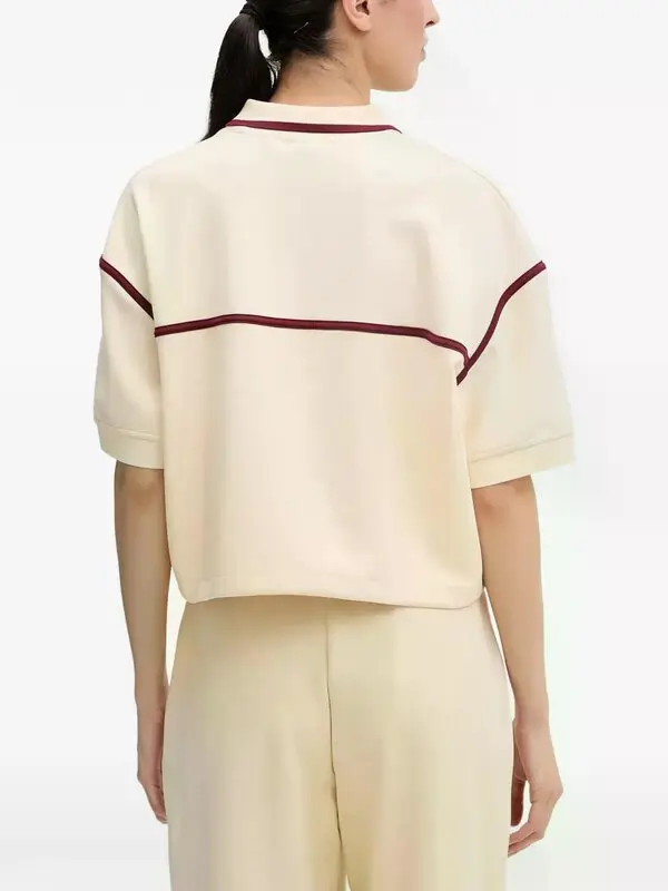 Guess Piped Drawstring-hem Polo Top - Neutrals