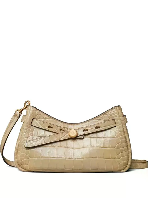 Tory Burch Romy Croc-embossed Zip-top Crossbody Bag - Neutrals