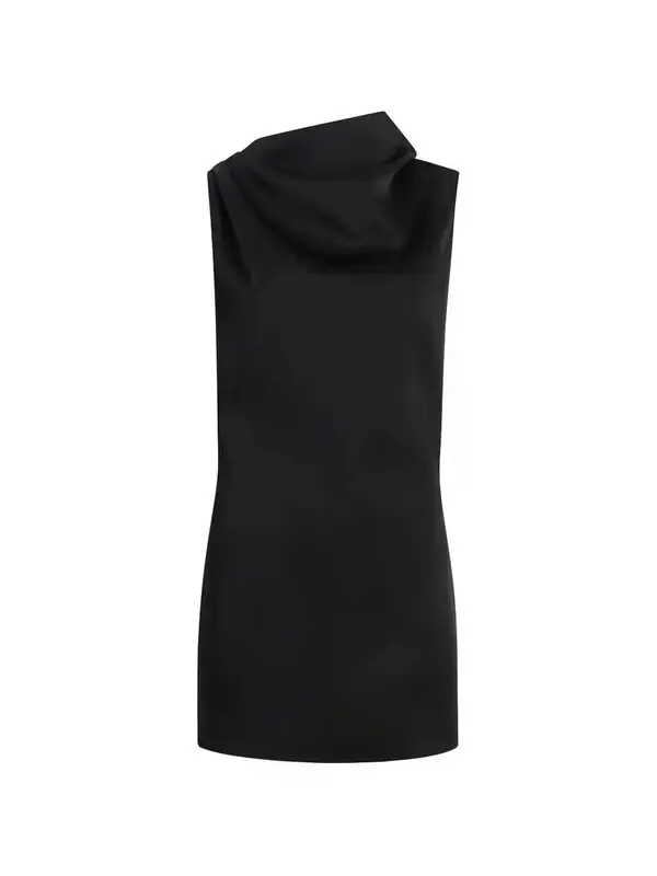 Khaite Astor Draped Neckline Mini Dress - Black