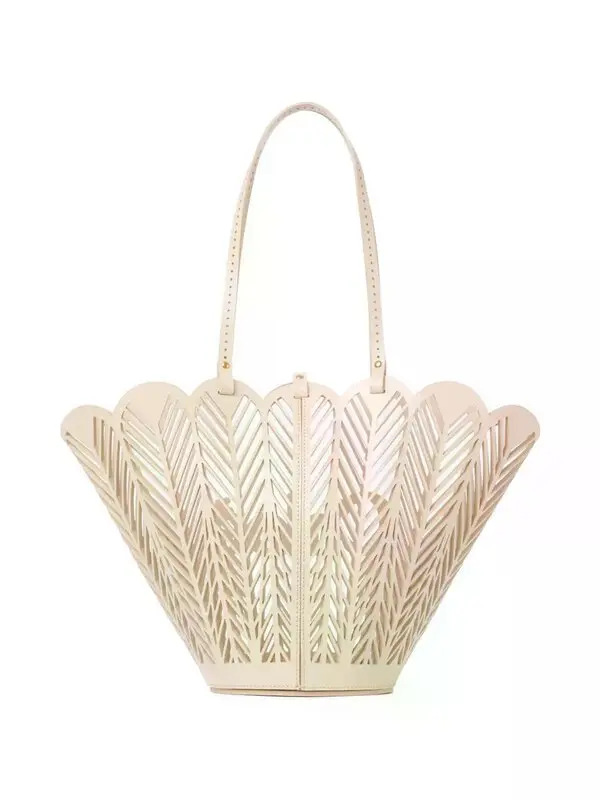 Chloé Soleil Cut-out Logo-debossed Tote Bag - Neutrals