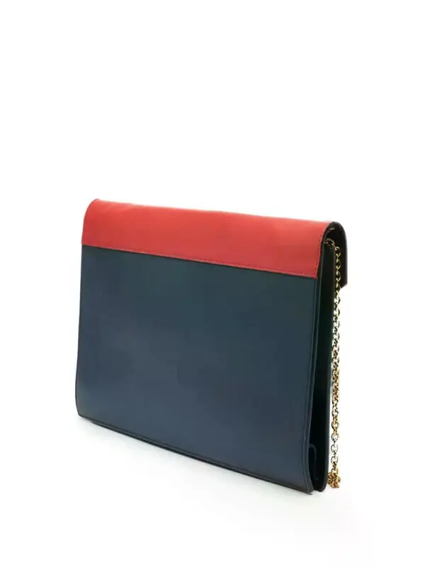 Celine Tricolor Leather Pocket Envelope Flap On Chain Crossbody Bag - Blue