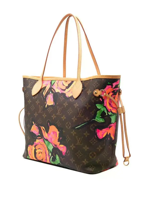 LOUIS VUITTON 2009 Monogram Roses Neverfull Mm Tote Bag