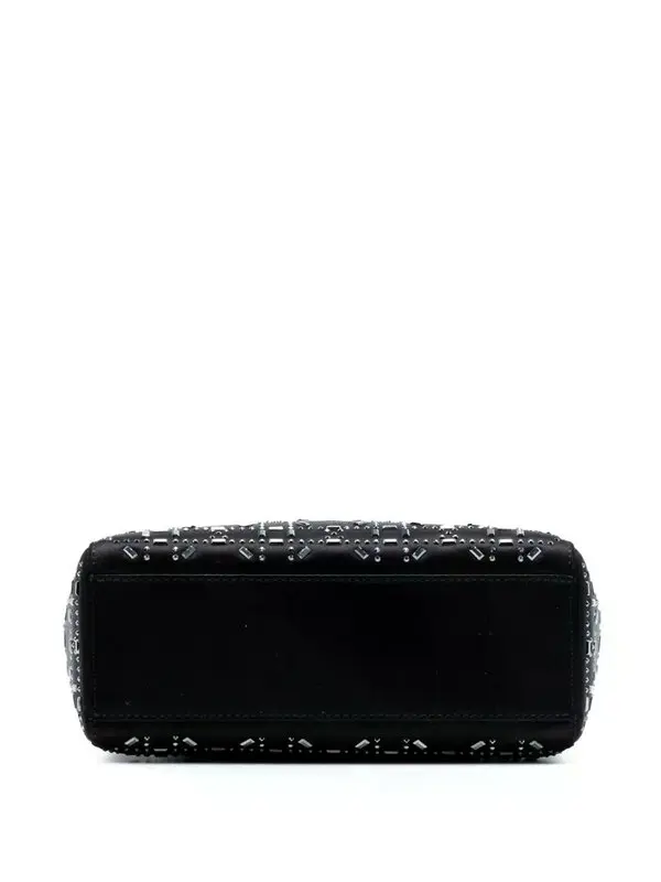Dior 2017 Mini Satin Cannage Strass Crystal Embellished Lady Satchel - Black