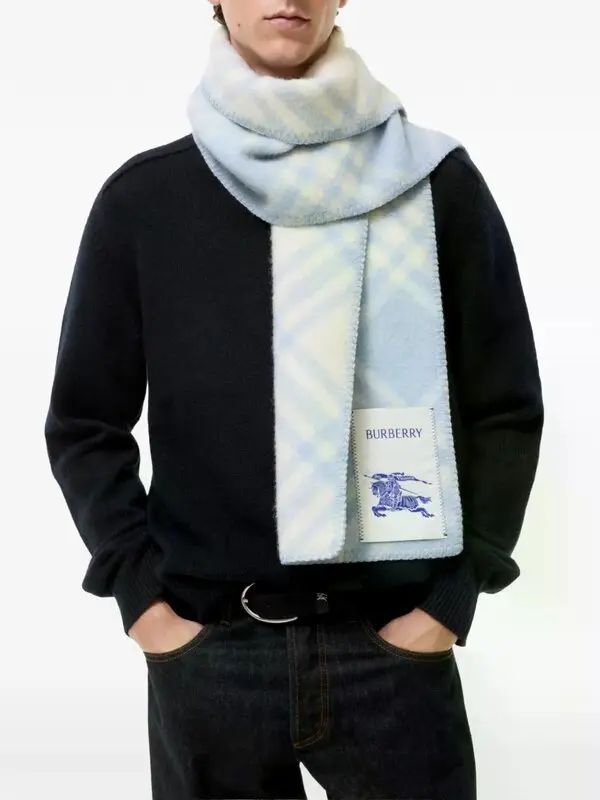 Burberry Check Brushed Wool Scarf