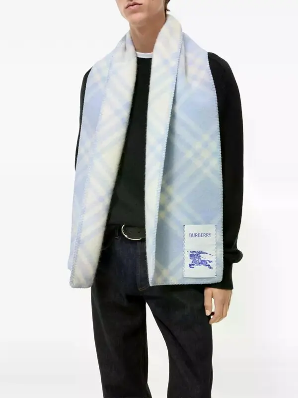 Burberry Check Brushed Wool Scarf