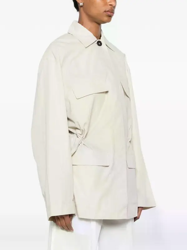 TOTEME Oyster Beige Drawstring Waist Coat - Neutrals