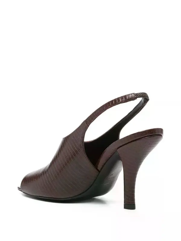 TOTEME Lizard-embossed Slingback High Heel Sandals - Brown