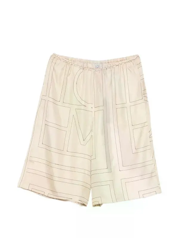 TOTEME Monogram Embroidered Silk Culottes - Neutrals