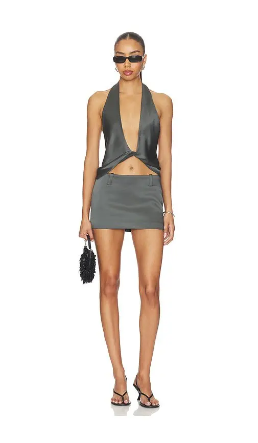 Lioness Esme Halter Top In Satin Crepe