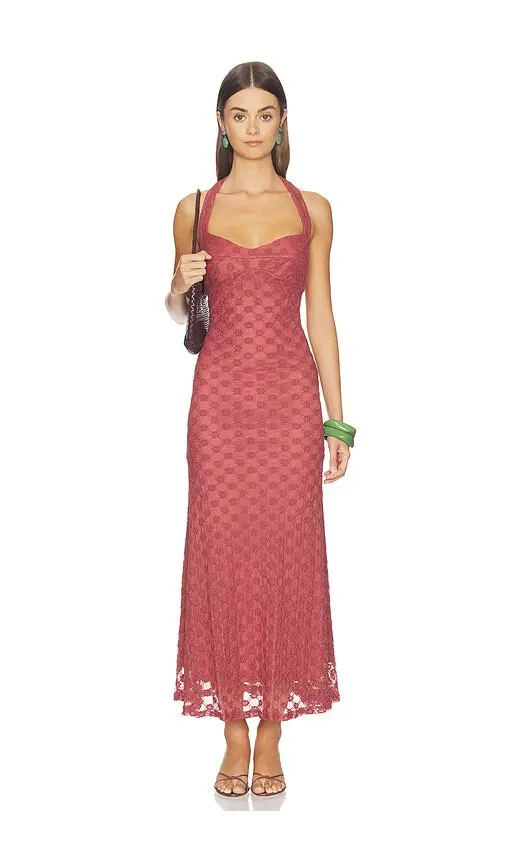 Bardot Mariko Halter Neck Midi Dress - Rust