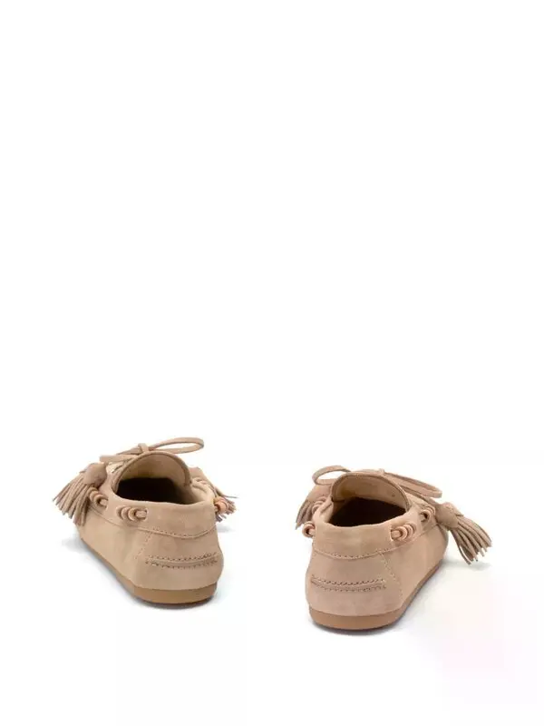 Miu Miu Beaded Tassel Boat Shoes - Neutrals