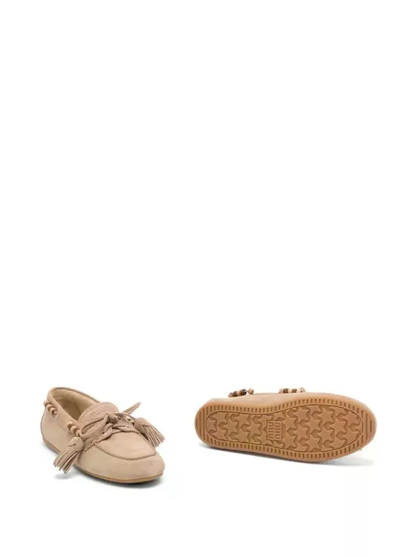 Miu Miu Beaded Tassel Boat Shoes - Neutrals