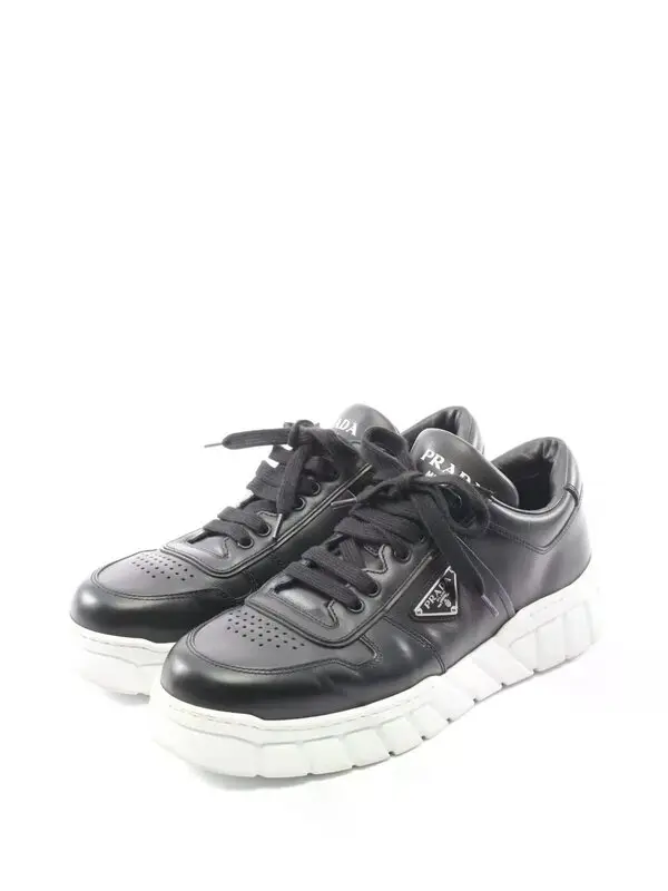 Prada Logo-plate Leather Sneakers