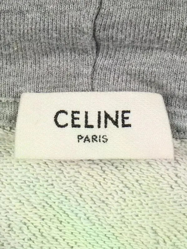 Celine Logo Drawstring Hoodie - Grey