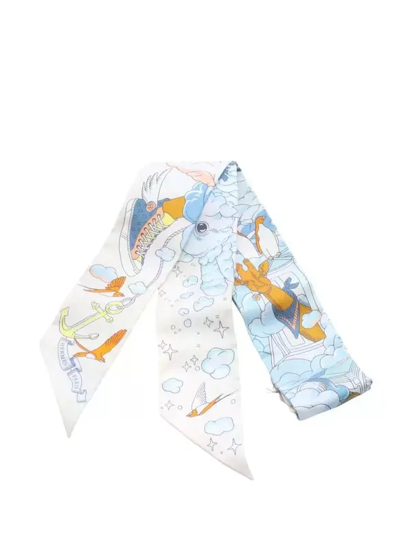 Hermès 2020s Sur Mon Nuage Silk Scarf - Blue