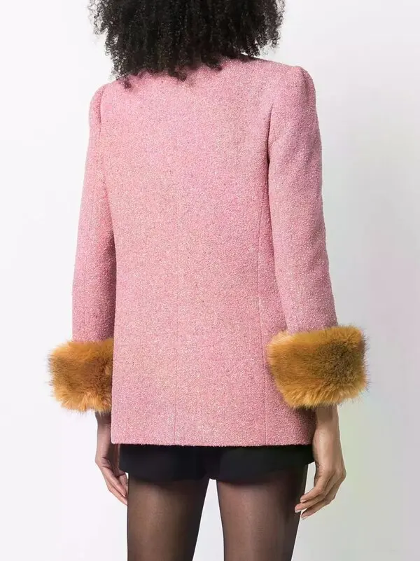 Saint Laurent Faux Fur Detail Fitted Jacket