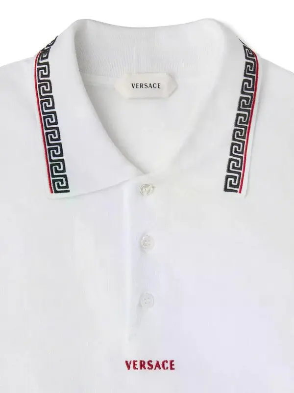 Versace Embroidered-logo Cotton Piqué Polo Shirt