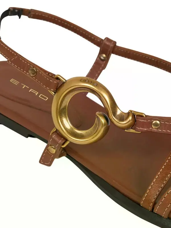 Etro Strappy Leather Flat Sandals