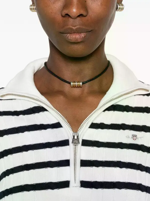 Gant Striped Cable-knit Half-zip Sweater