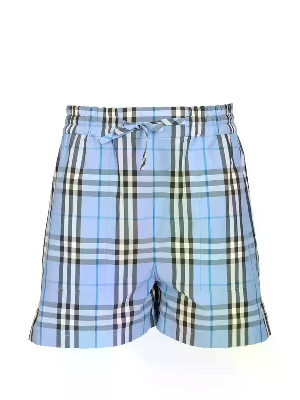 Burberry Check Print Drawstring Shorts - Blue
