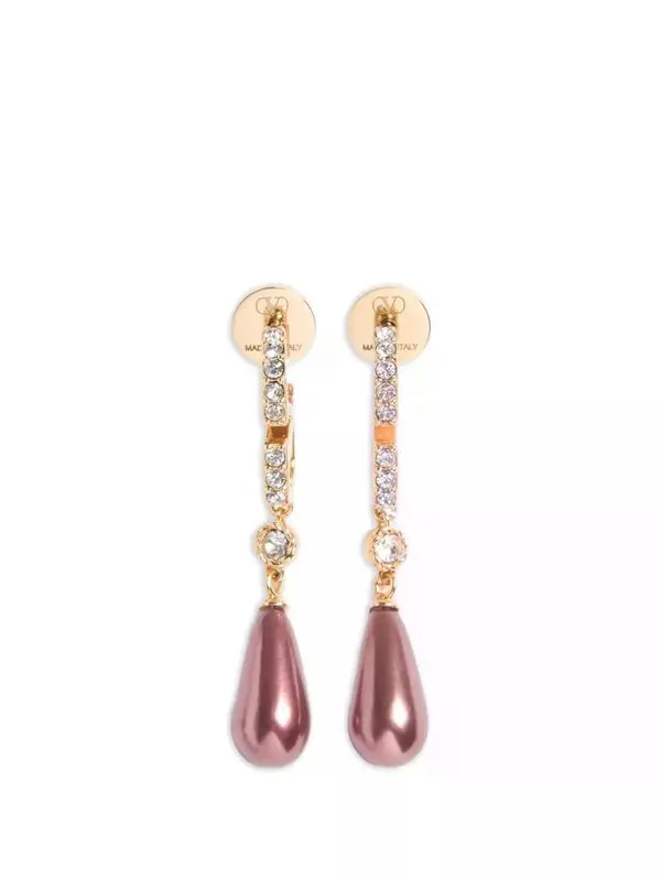 Valentino Garavani Vlogo Signature Embellished Drop Earrings With Crystal And Glass - Gold