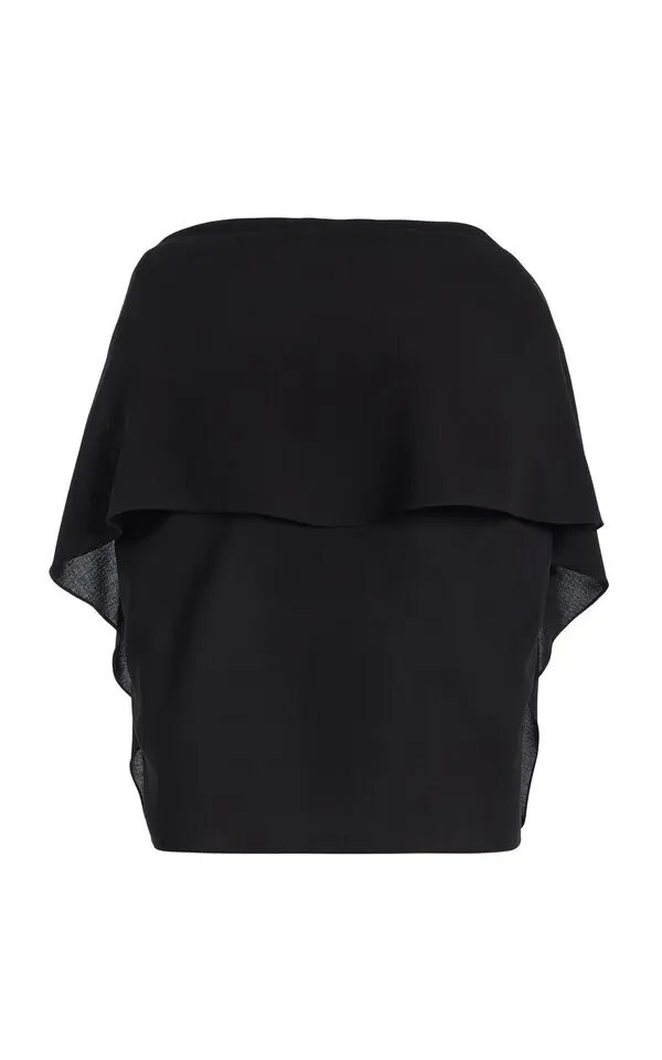 Michael Kors Cape-sleeve Wool Crepe Blouse - Black