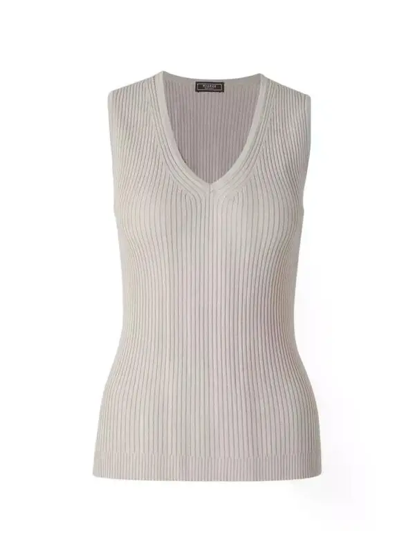 Peserico Ribbed Knit V-neck Sleeveless Top - Neutrals