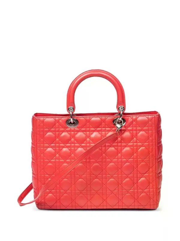 Dior Lady Cannage Tote Bag - Red