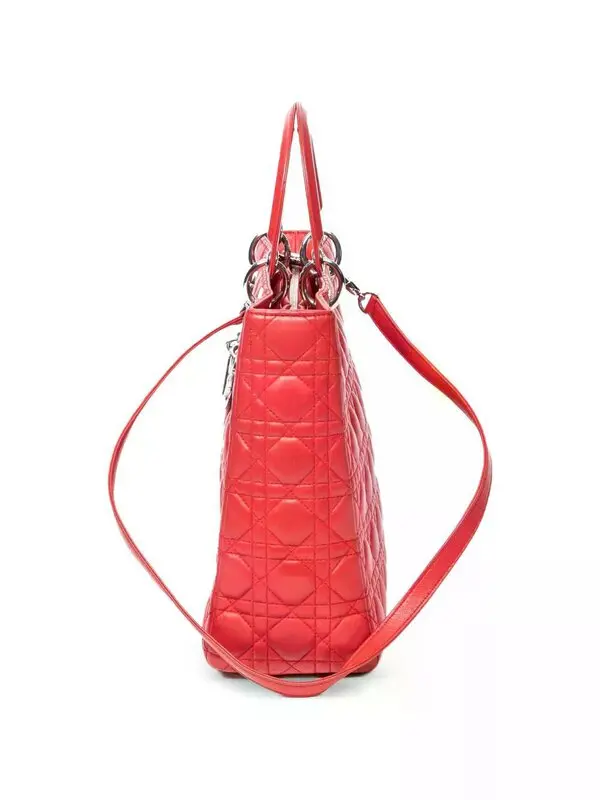 Dior Lady Cannage Tote Bag - Red