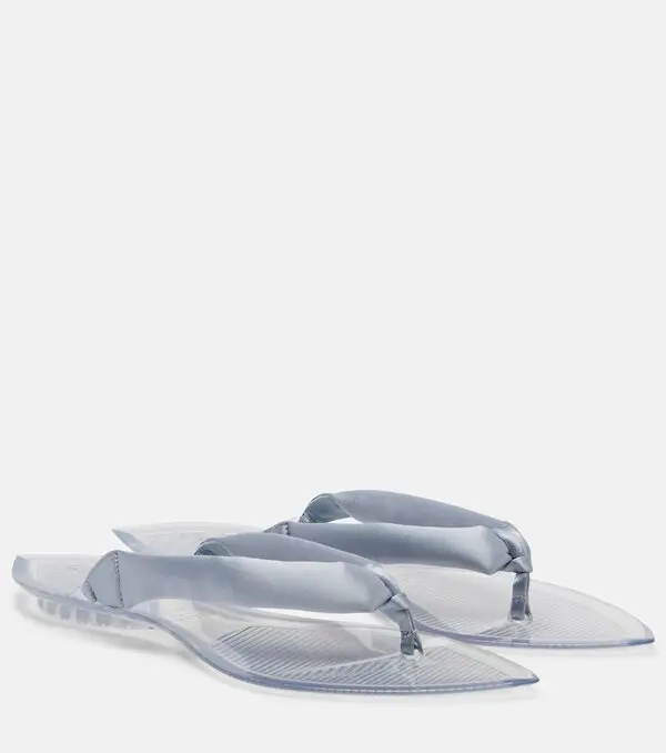 Alaïa Invisible Satin Thong Sandals - Silver