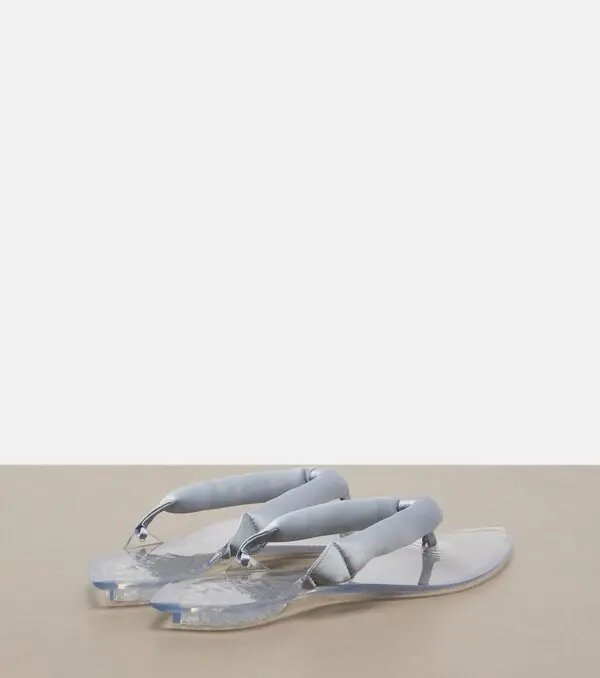 Alaïa Invisible Satin Thong Sandals - Silver